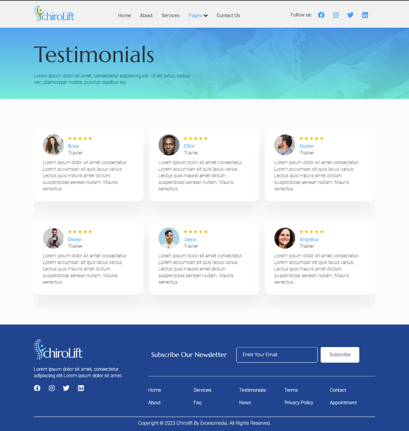 Chirolift - Physiotherapy & Chiropractic Elementor Template Kit by ...