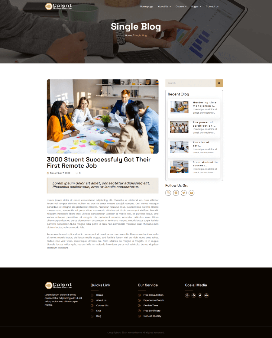 Colent - Online Course Elementor Template Kit by Rometheme | ThemeForest