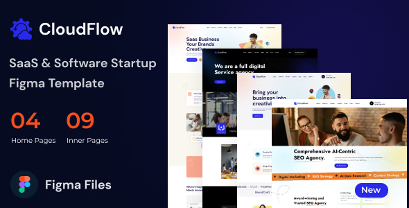 Cloudflow - SaaS & Software Startup Figma Template by DesignCurved