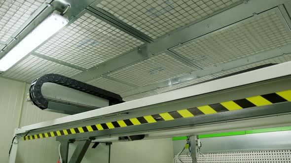 Robotic machine moving inside the plant. Automated device for door ...