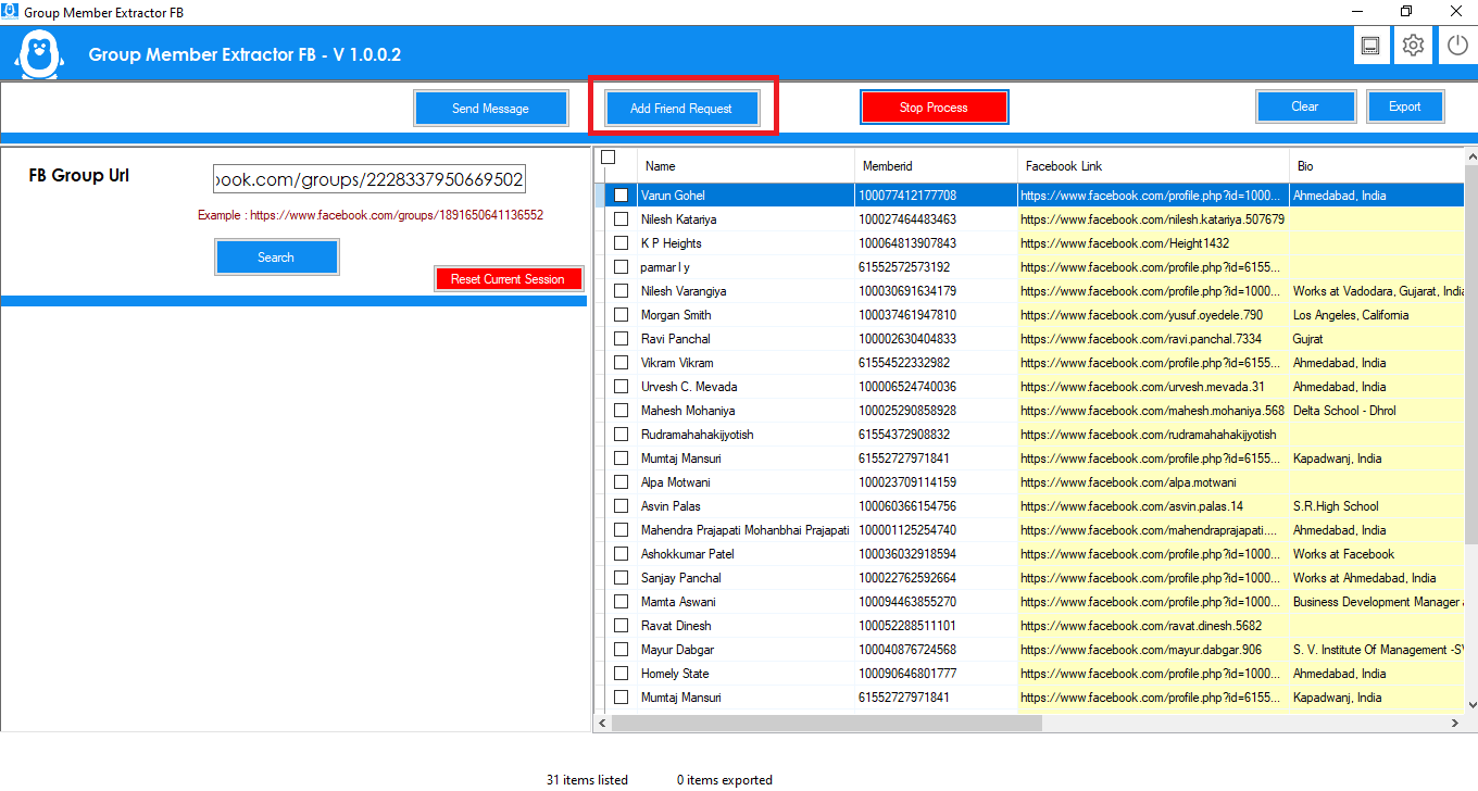 Facebook Group Member Scraper and Friend Request and Message sender Software by bhansalisoft