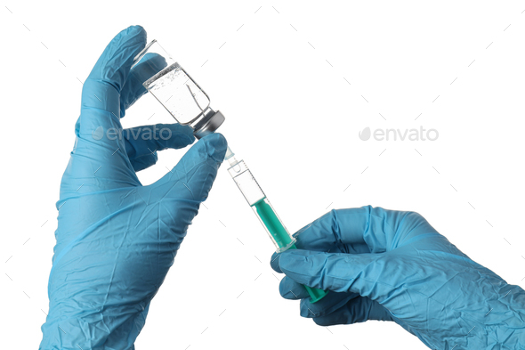 PNG, Glass medical bottle and syringe in hands, isolated on white ...