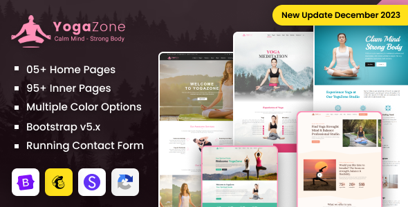 YogaZone: Yoga, Fitness & Meditation Mobile Responsive Bootstrap HTML ...