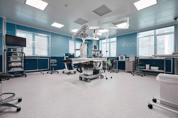 Operating room with modern equipment, spacious bright operating room ...