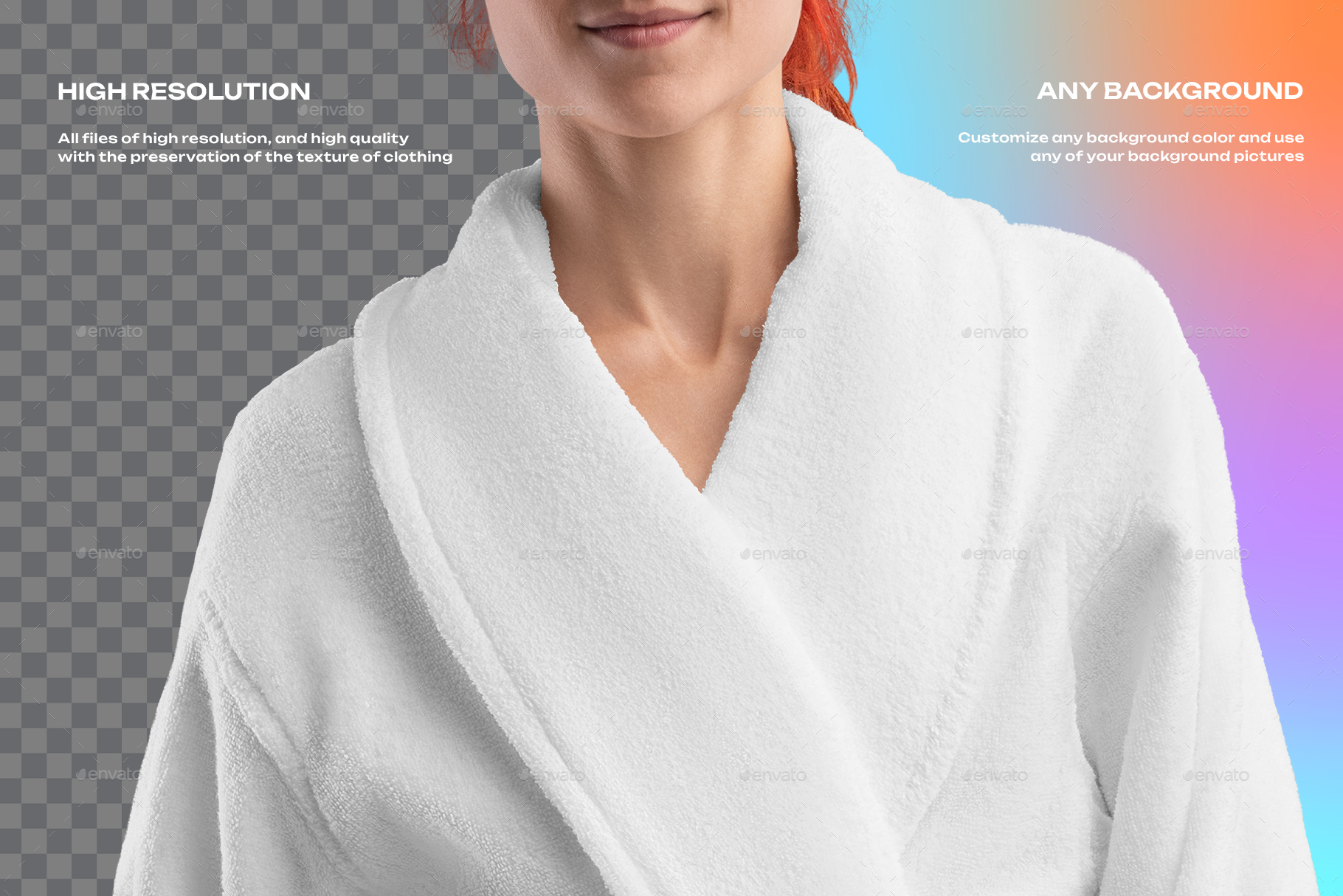 5 Mockups of a Terry Long Robe, Graphics | GraphicRiver