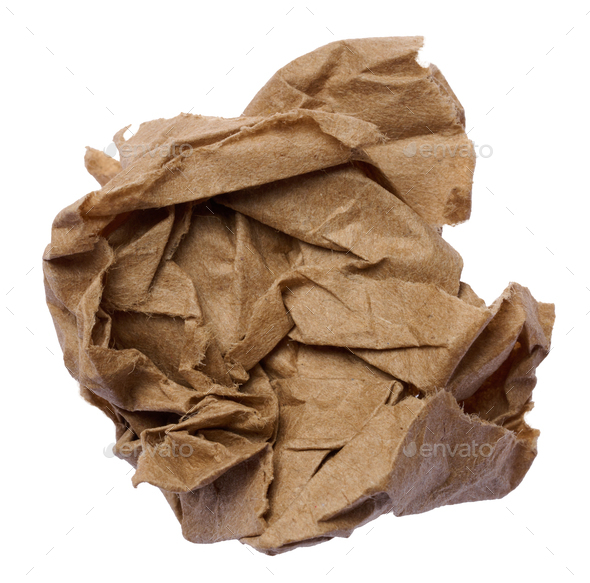 Crumpled brown sheet of paper isolated on white background Stock Photo ...