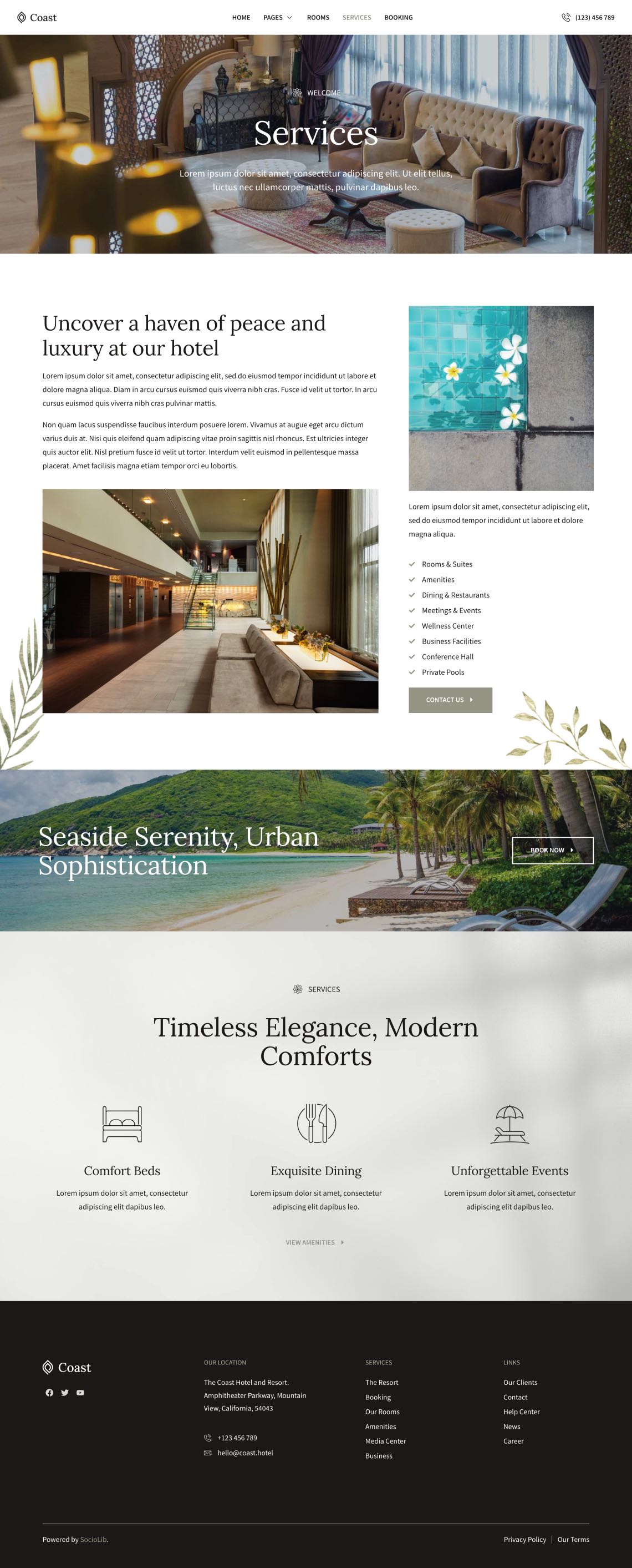 Coast - Luxury Hotel & Resort Elementor Template Kit by sociolib ...