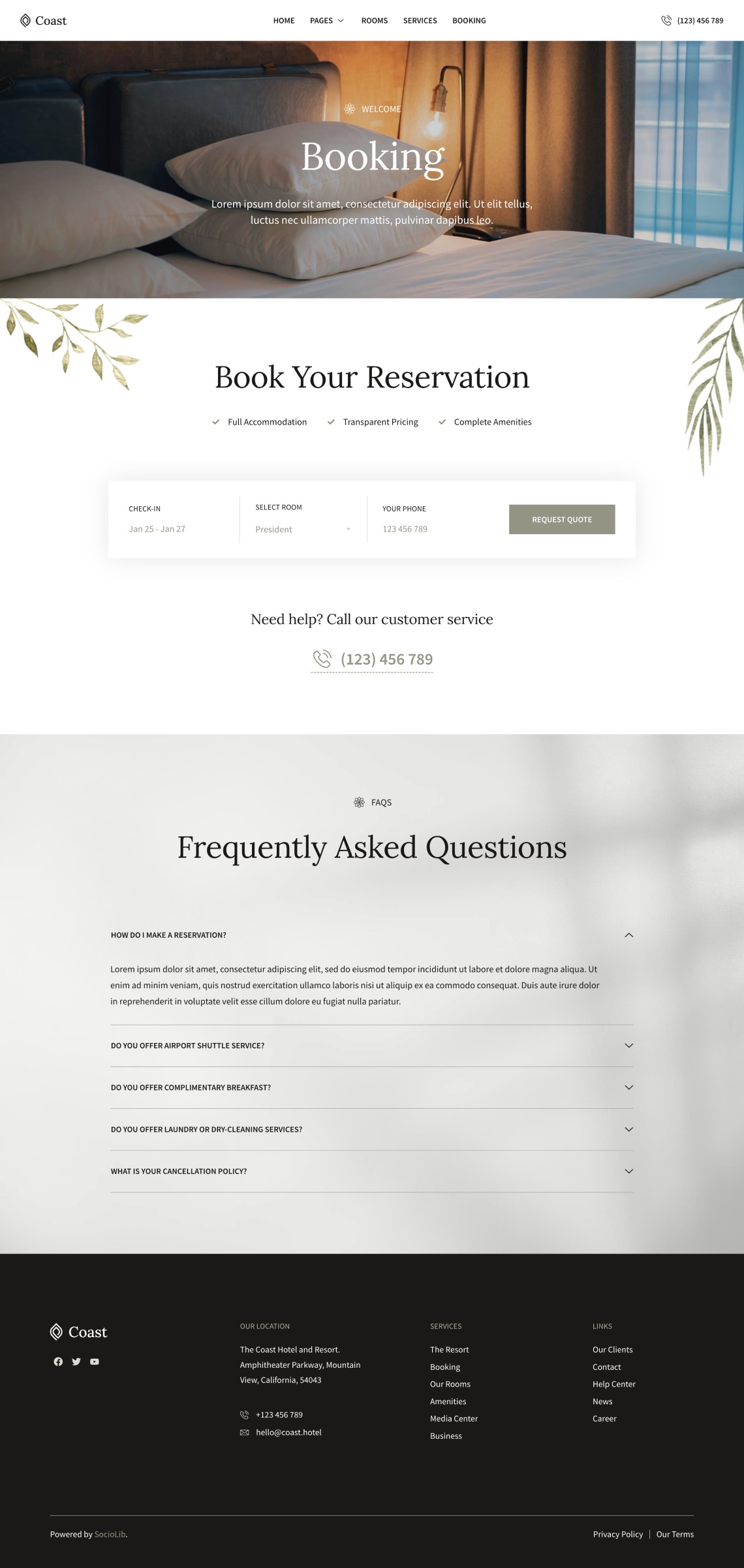 Coast - Luxury Hotel & Resort Elementor Template Kit by sociolib ...