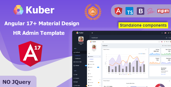 Kuber - Angular 17+ HR, Projects & Employee Management Material Design ...