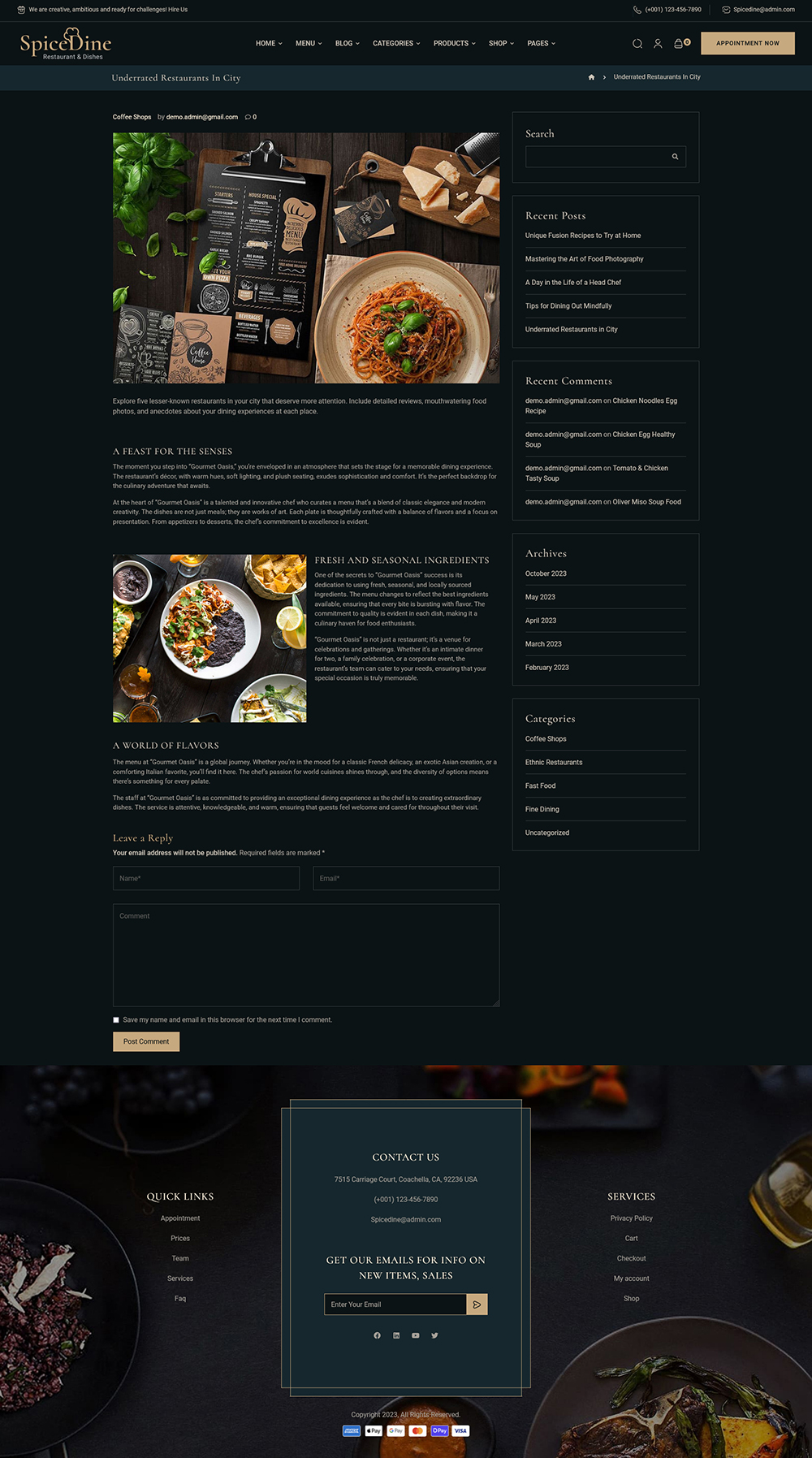 SpiceDine – WordPress Theme For Hotels & Restaurants - Net1s.com