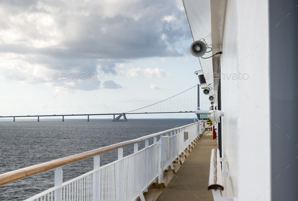 cruise ship crossing the great belt bridge at denmark Stock Photo by ...