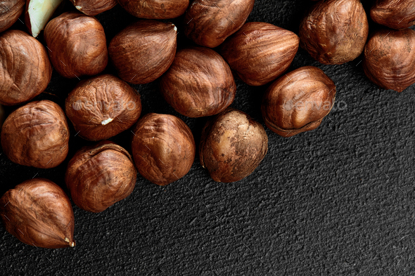 Close up of Hazelnut kernels - Food Frame Background, macro detailed ...