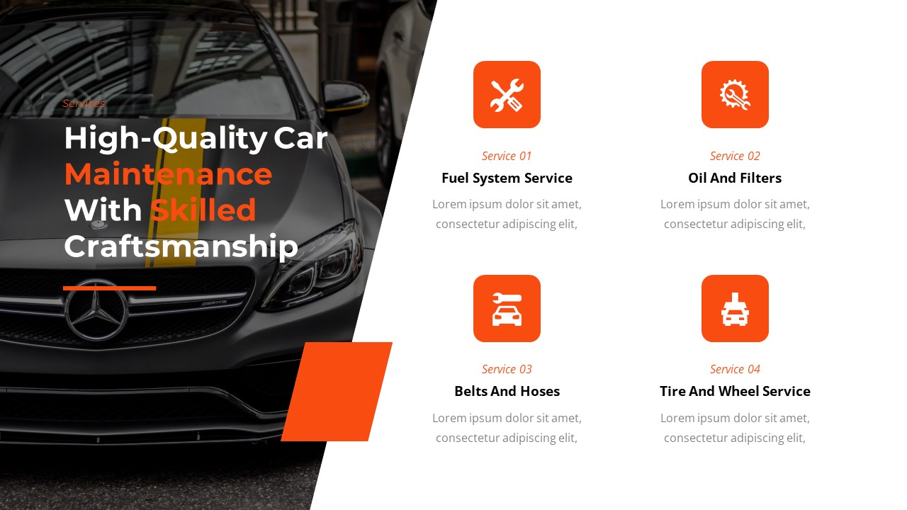 Carideal - Car Services PowerPoint Template, Presentation Templates