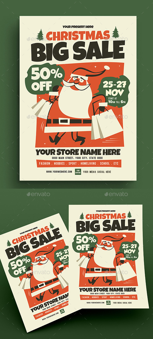 Christmas Sale Flyer, Print Templates | GraphicRiver