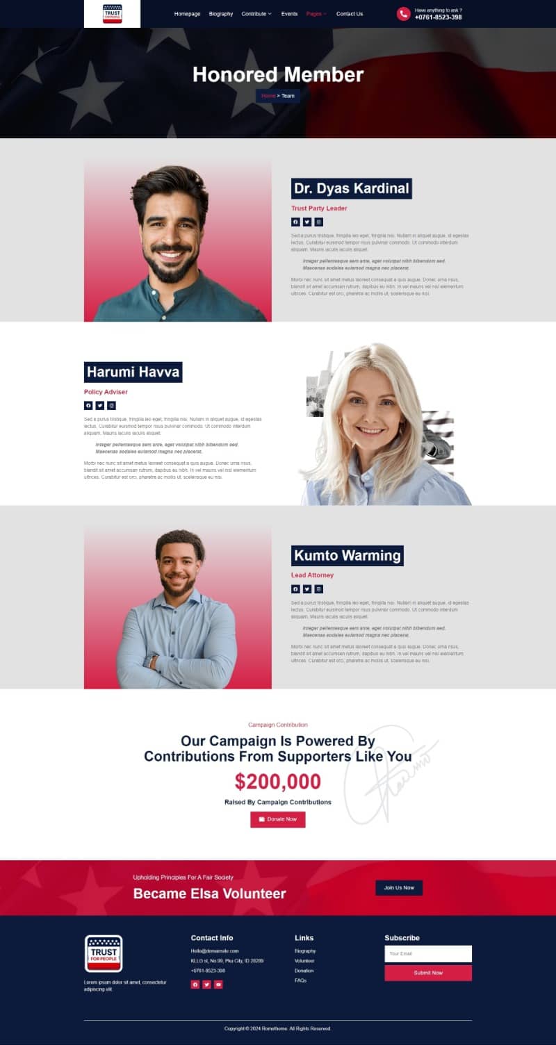 Trust - Political Candidate Leader Elementor Template Kit by Rometheme