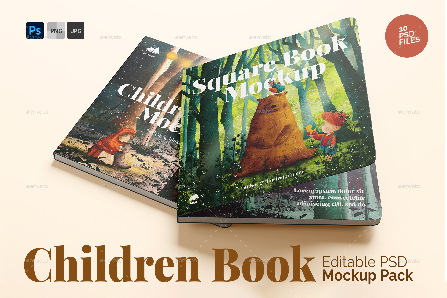 Square Children Book Mockup Pack - 10 Editable PSD, Graphics | GraphicRiver