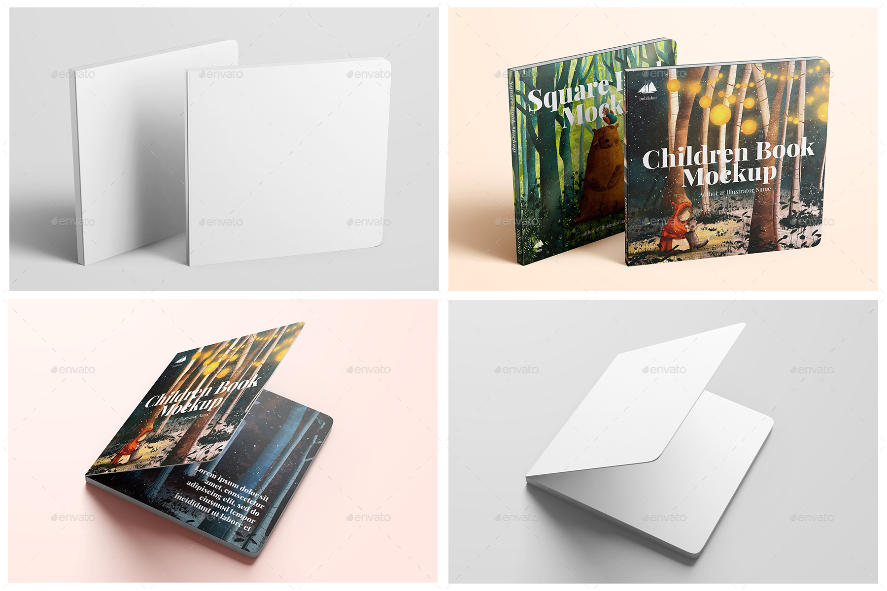 Square Children Book Mockup Pack - 10 Editable PSD, Graphics | GraphicRiver