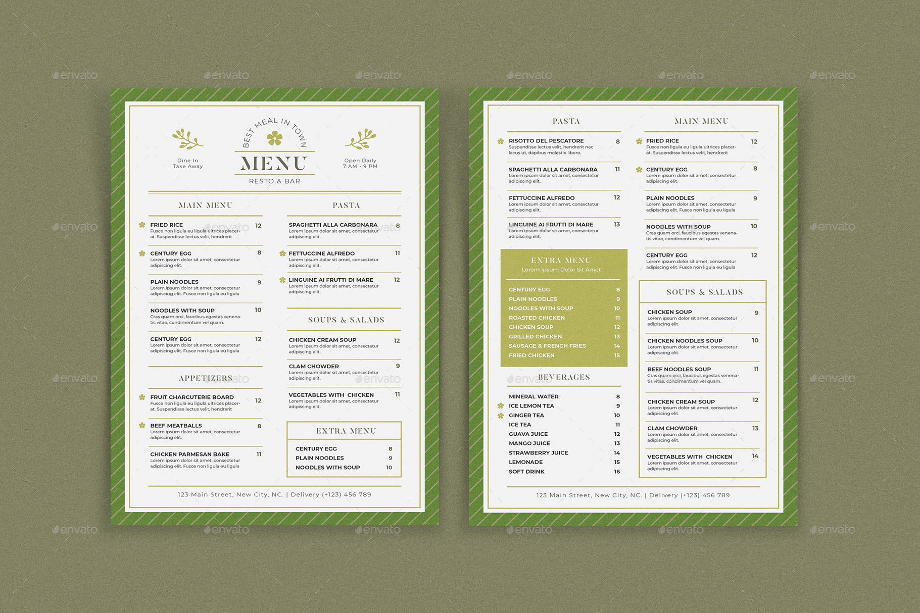 Menu Simple Green Olive, Print Templates | GraphicRiver