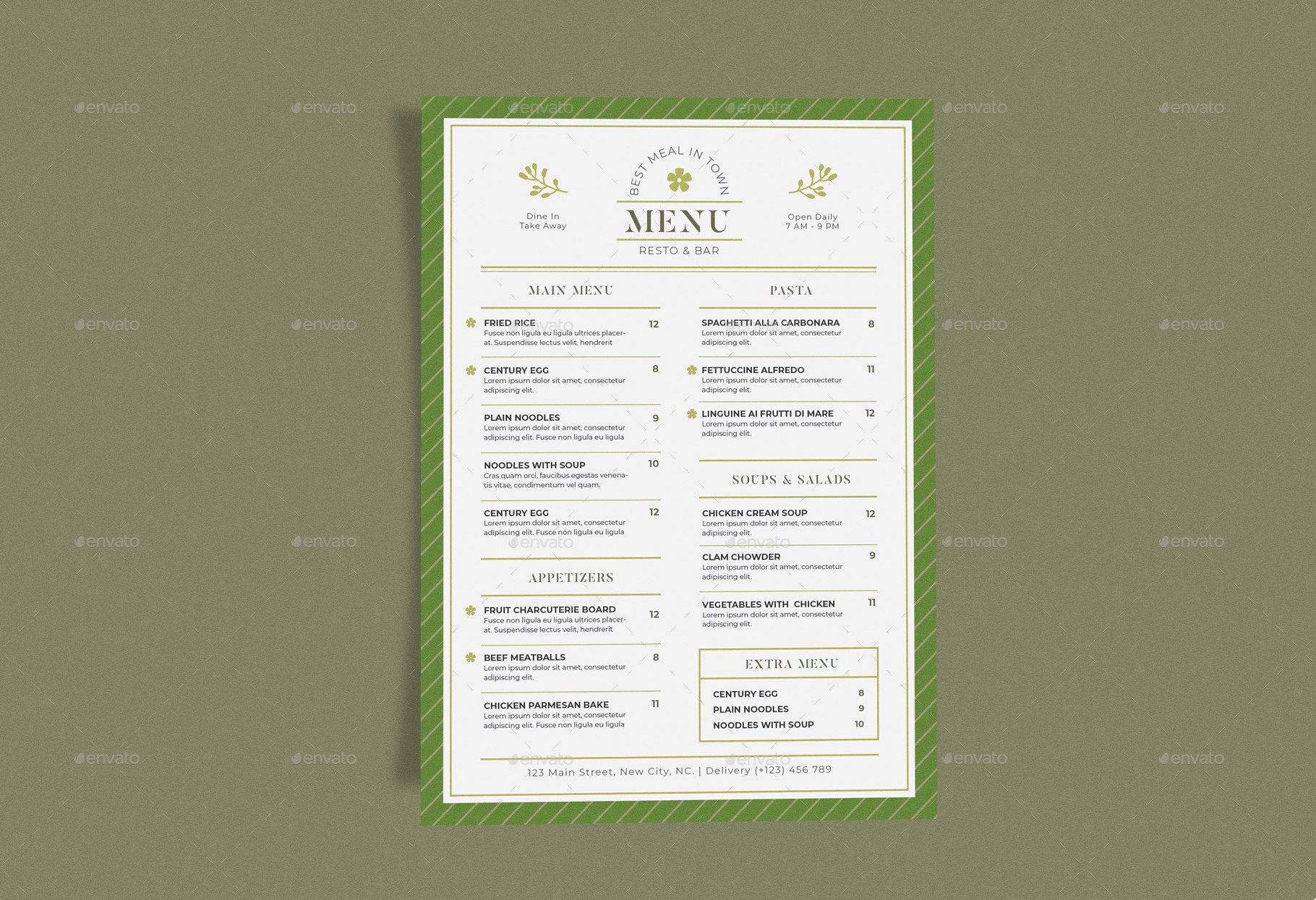Menu Simple Green Olive, Print Templates | GraphicRiver