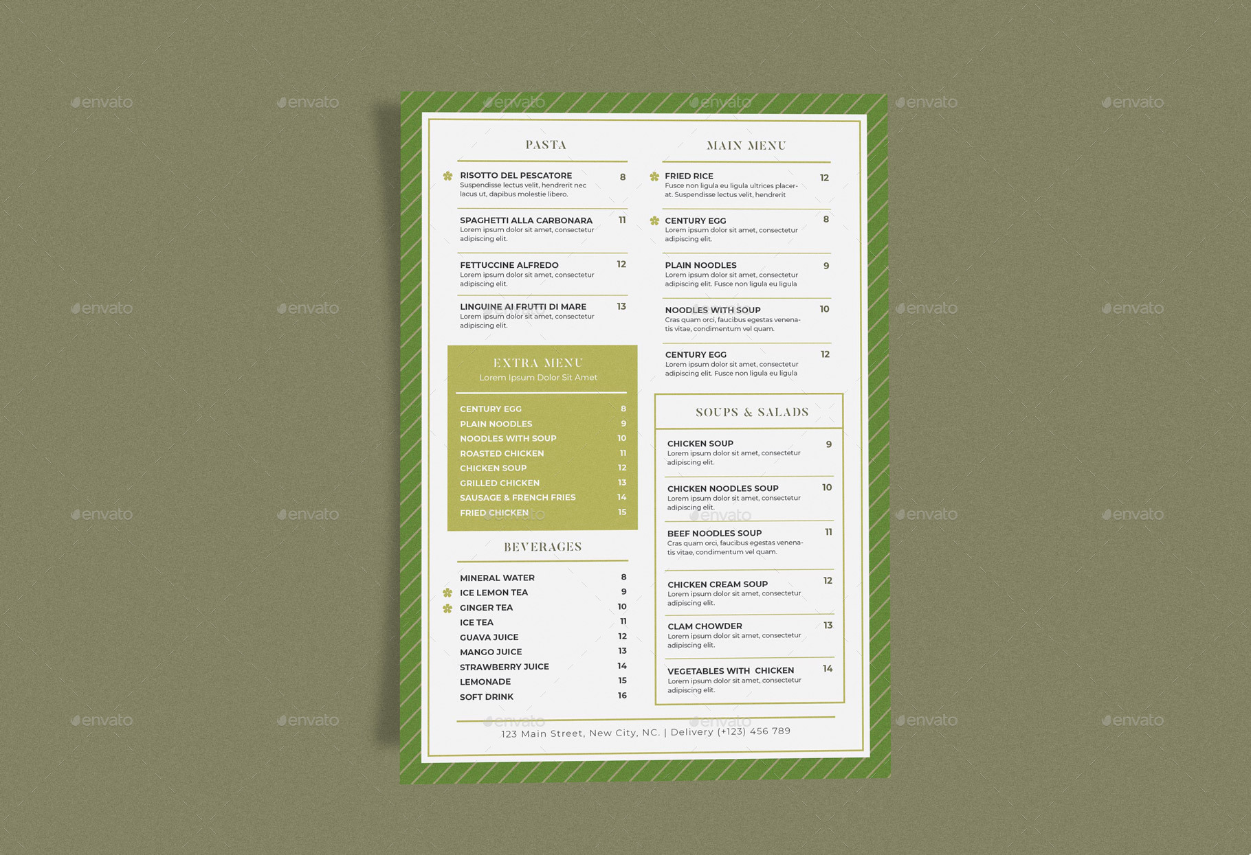 Menu Simple Green Olive, Print Templates | GraphicRiver