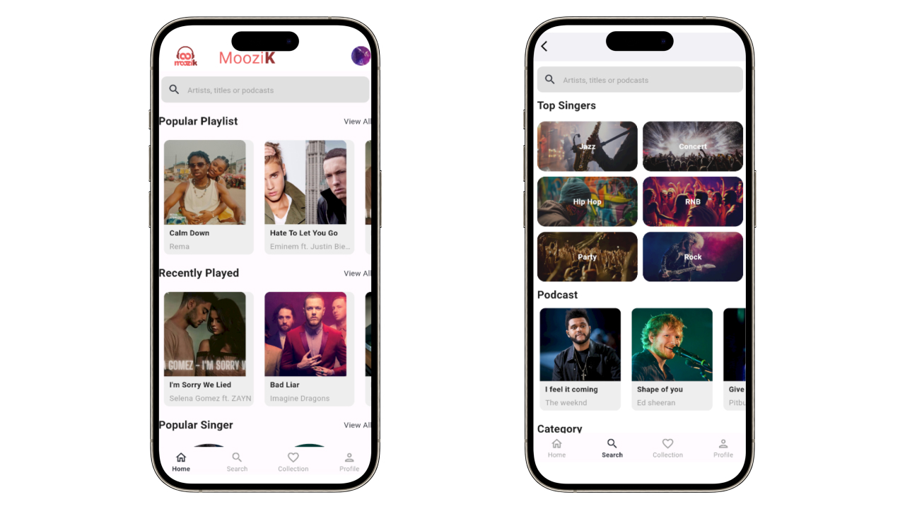 Flutter Moozik Application - Flutter Application - Music Streaming UI ...