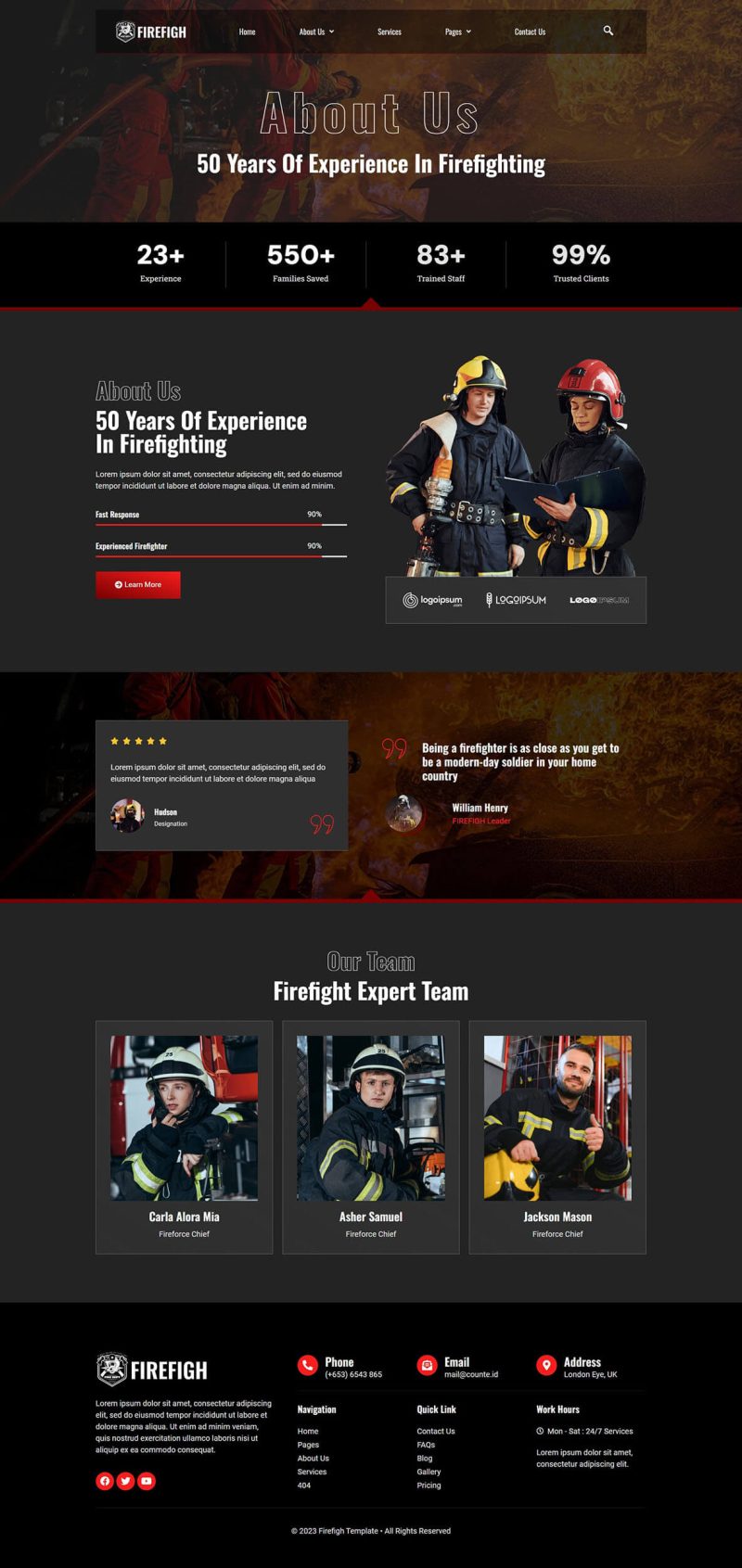 Firefigh - Firefighter & Fire Department Elementor Template Kit by Kitpro