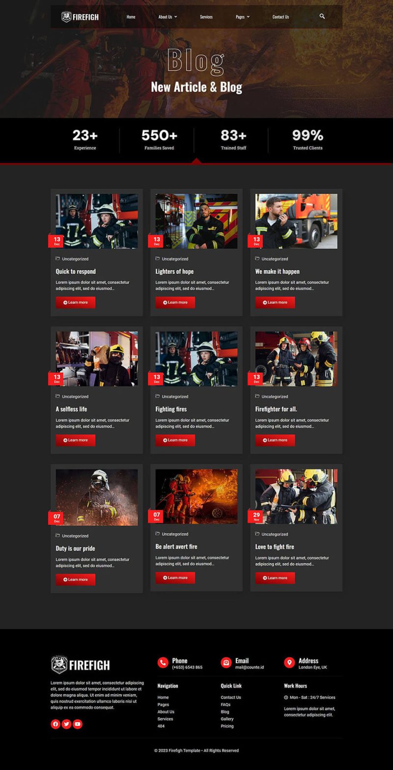 Firefigh - Firefighter & Fire Department Elementor Template Kit by Kitpro