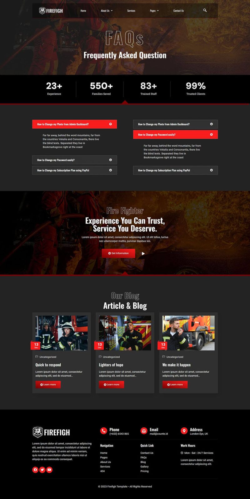 Firefigh - Firefighter & Fire Department Elementor Template Kit by Kitpro