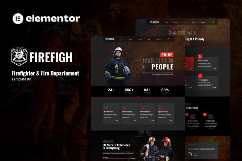 Firefigh - Firefighter & Fire Department Elementor Template Kit by Kitpro