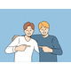 Two Men Friends Hug and Point Finger Towards Buddy, Vectors | GraphicRiver
