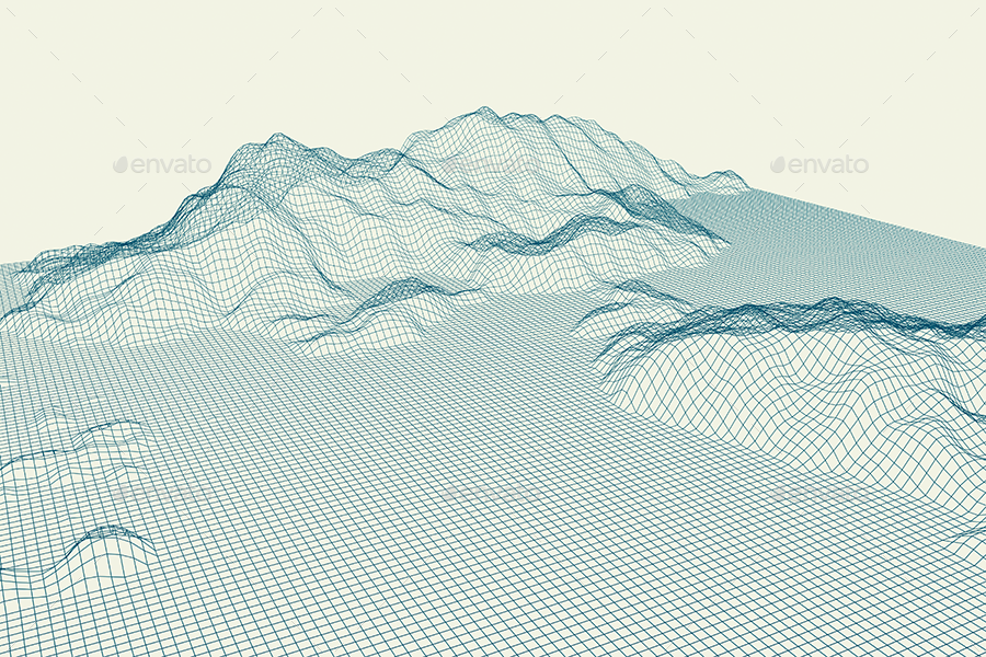 Wireframe Landscape Mountains Backgrounds, Graphics | GraphicRiver
