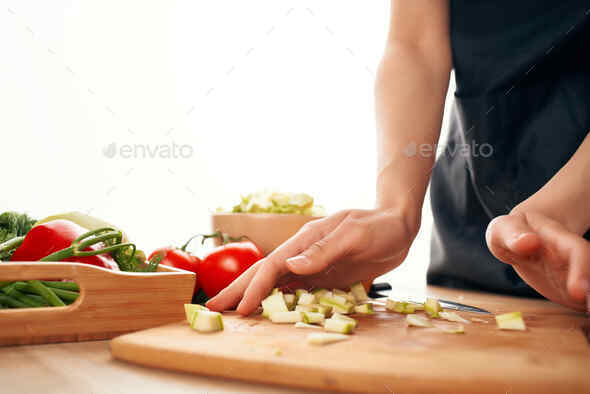 kitchen slicing vegetables cooking ingredients close-ups Stock Photo by ...