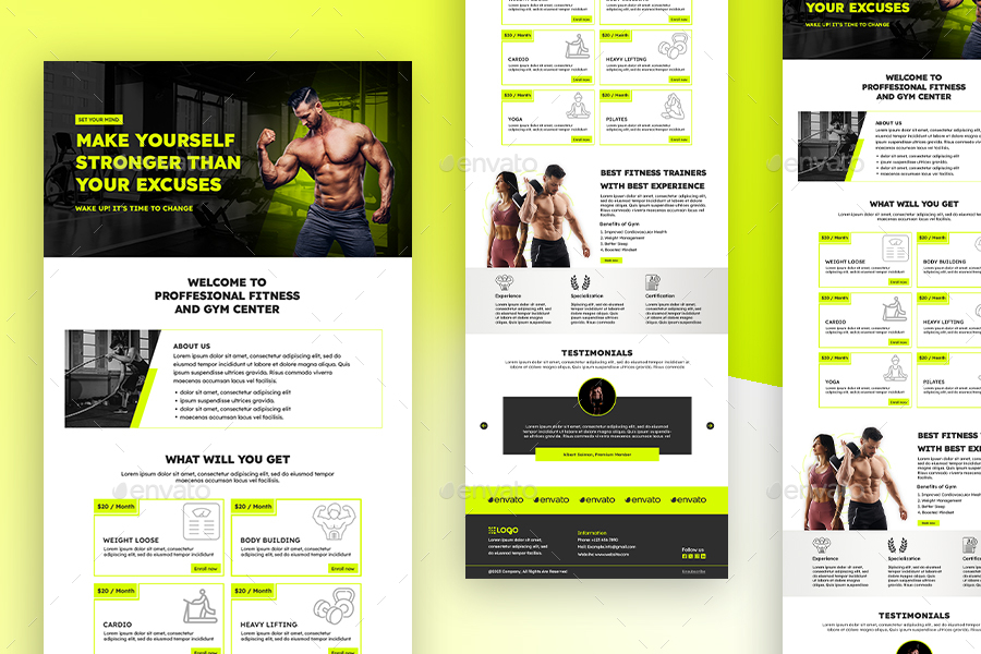Fitness Gym Email Newsletter PSD Template, Web Elements | GraphicRiver