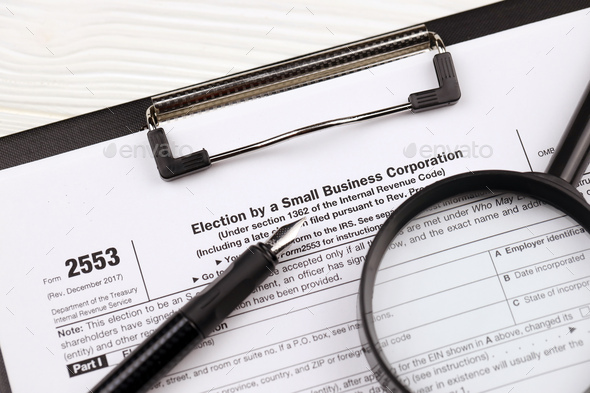 IRS Form 2553 Election by a Small Business Corporation tax blank on A4 ...