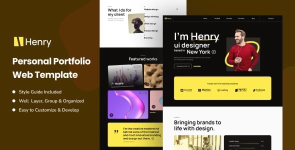 Henry - Personal Portfolio Website XD Template by Design-art | ThemeForest