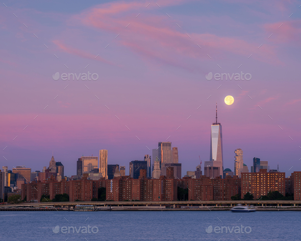 Full moon over Manhattan Stock Photo by AndriyPhotography | PhotoDune