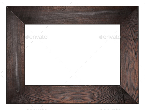 Rectangular brown wooden frame for paintings and photographs Stock ...