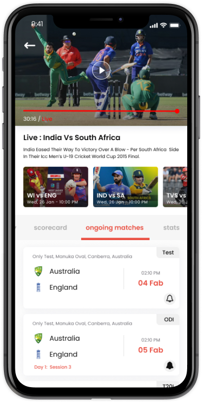 Cricket App v1.0. - Cricbuzz Clone | React Native mobile app template ...