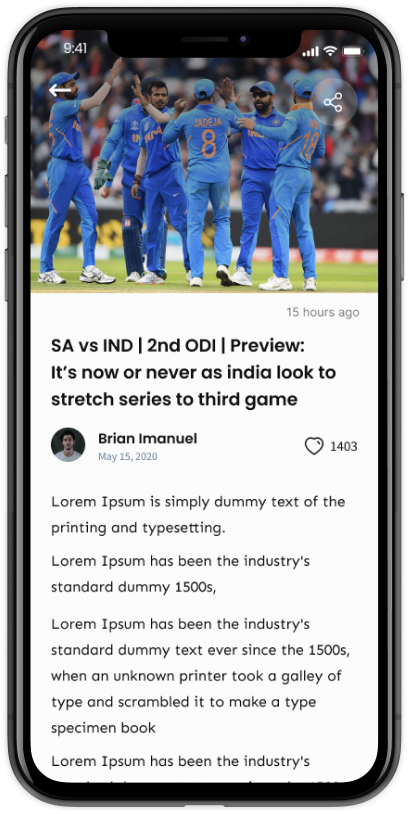 Cricket App v1.0. - Cricbuzz Clone | React Native mobile app template ...
