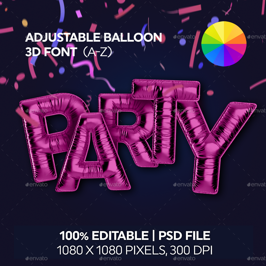 Balloon 3D Font (A-Z) - Changeable color, Graphics | GraphicRiver