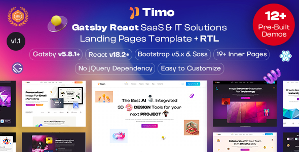 Timo - Gatsby React IT Startup Template by EnvyTheme | ThemeForest
