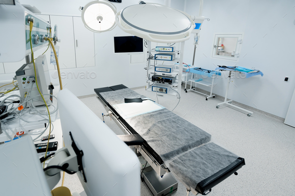 Empty operating room in a hospital Interior of an operating room in ...