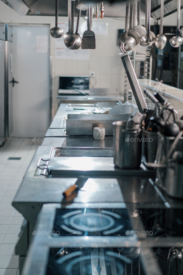professional kitchen in hotel restaurant kitchen utensils interior ...
