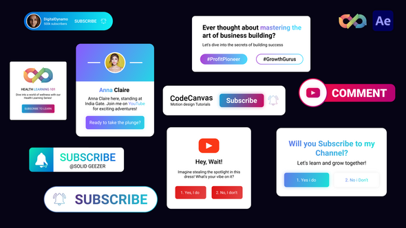 Gradient Youtube Elements 1, After Effects Project Files | VideoHive