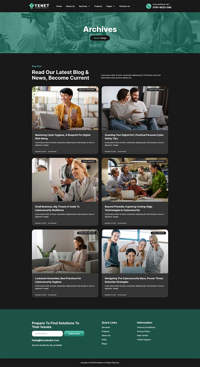 Tenet - Cyber Security Services Elementor Pro Template Kit by Rometheme
