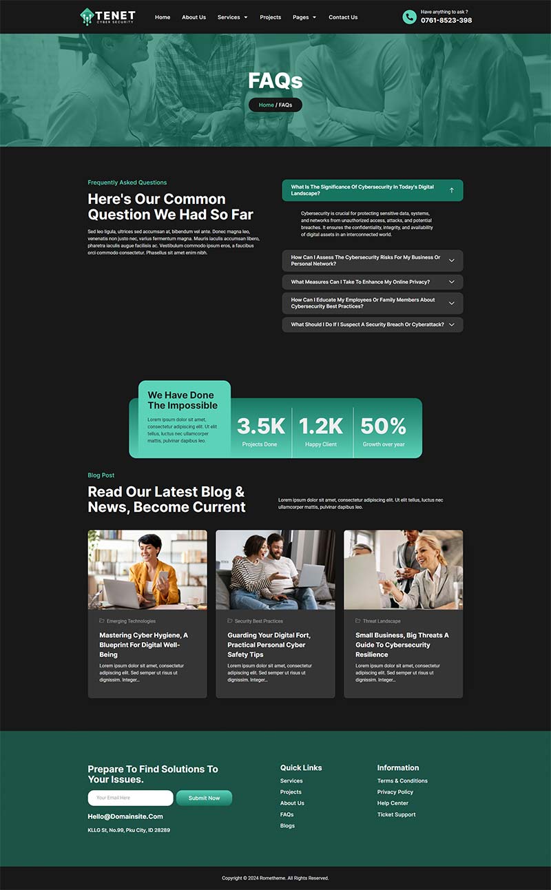 Tenet - Cyber Security Services Elementor Pro Template Kit by Rometheme