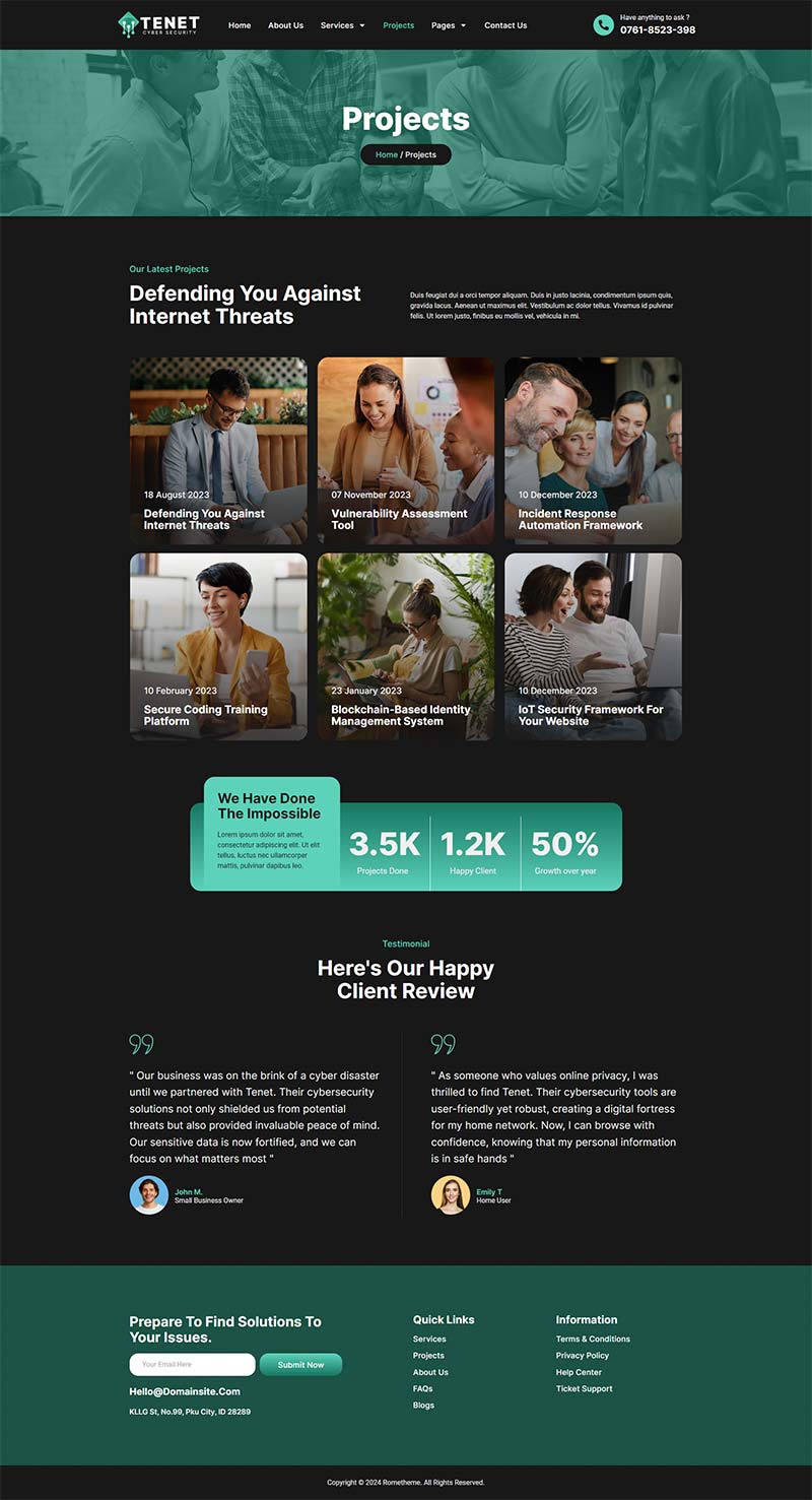 Tenet - Cyber Security Services Elementor Pro Template Kit by Rometheme