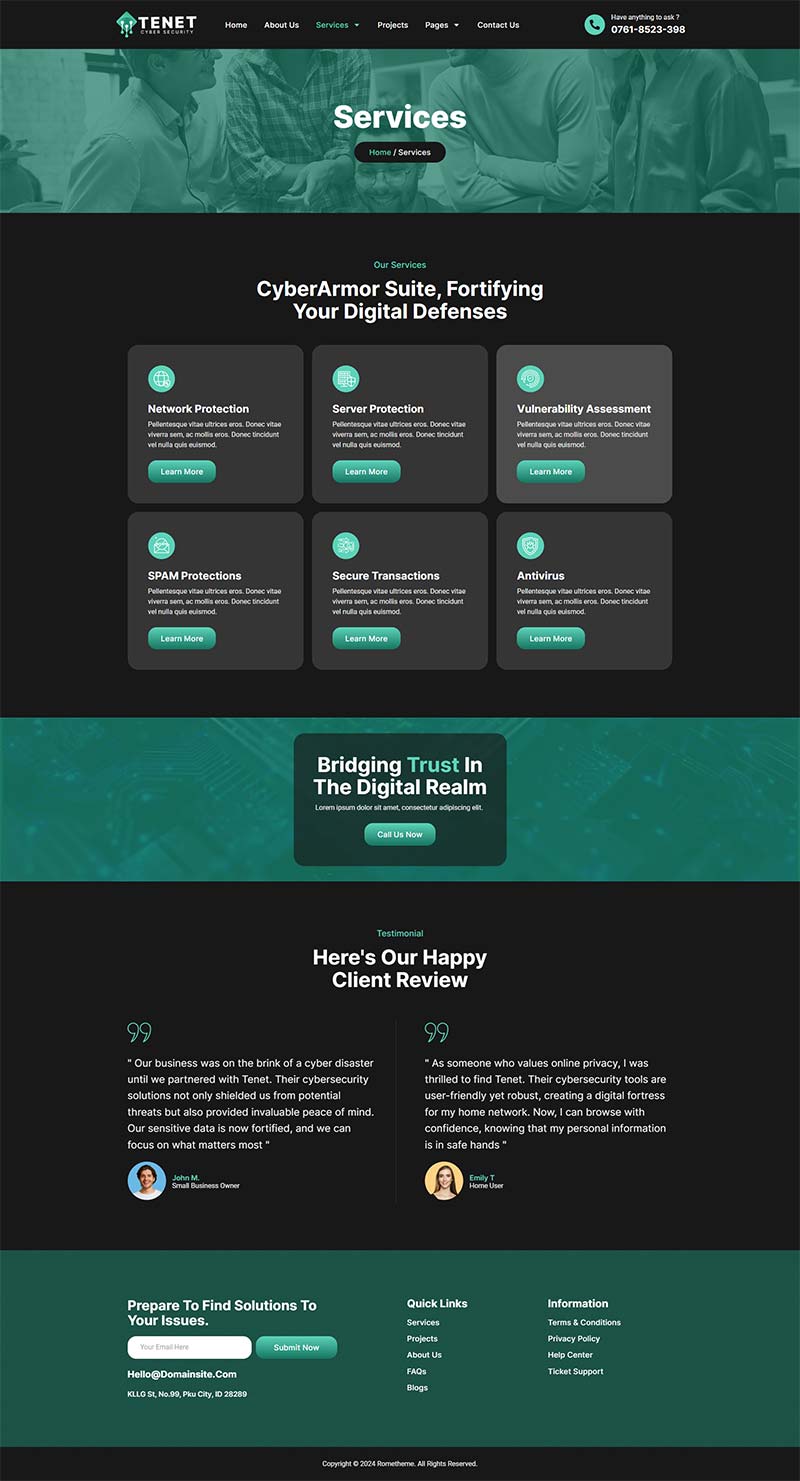 Tenet - Cyber Security Services Elementor Pro Template Kit by Rometheme