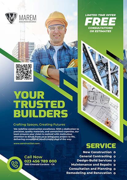 Construction Flyer and Social Media, Print Templates | GraphicRiver