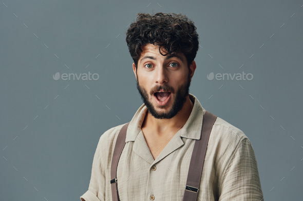 Guy expression attractive face portrait isolated background adult ...